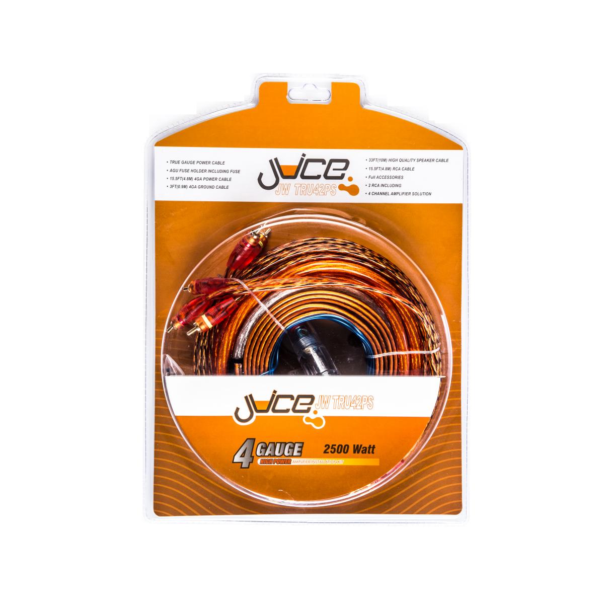 Juice JWTRU41 4 Gauge 2500w 2 Channel/Mono Amplifier Wiring Kit — IPI Trade